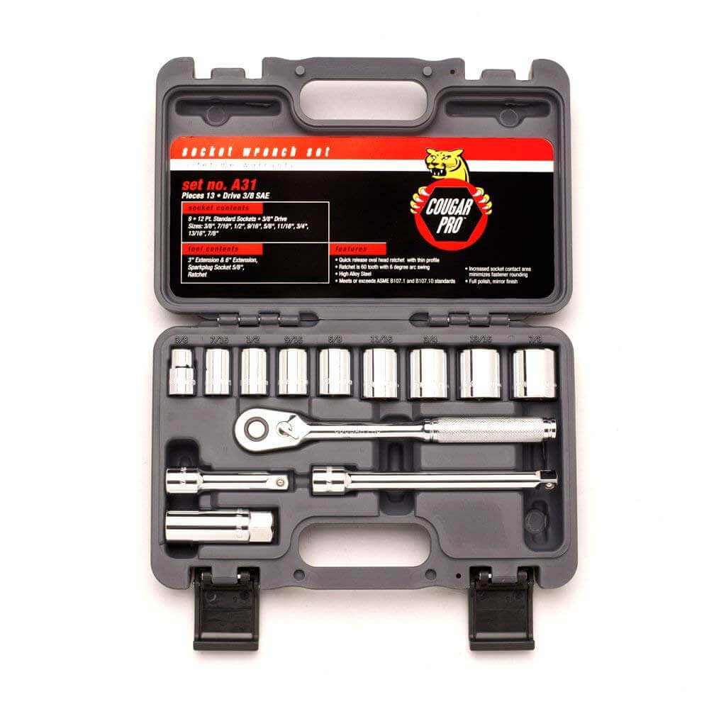 Cougar SAE Socket Set, 3/8" drive, 13 pc. – Dakota Riggers & Tool ...